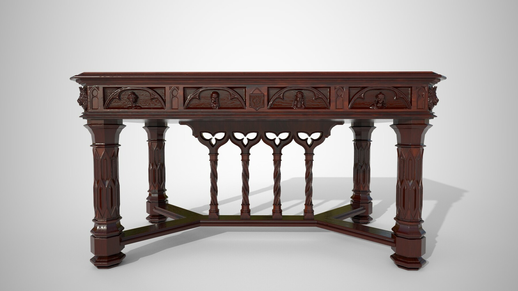 ArtStation - Victorian table with embosed heads | Game Assets