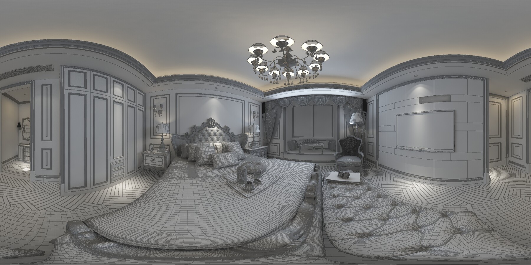 ArtStation - Panoramic European Style Family Bedroom Space 01 | Resources