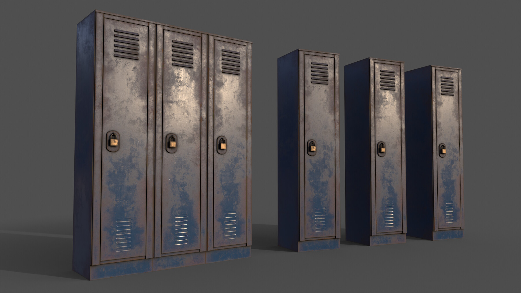 ArtStation - PBR School Gym Locker 01 - Blue Dark | Game Assets