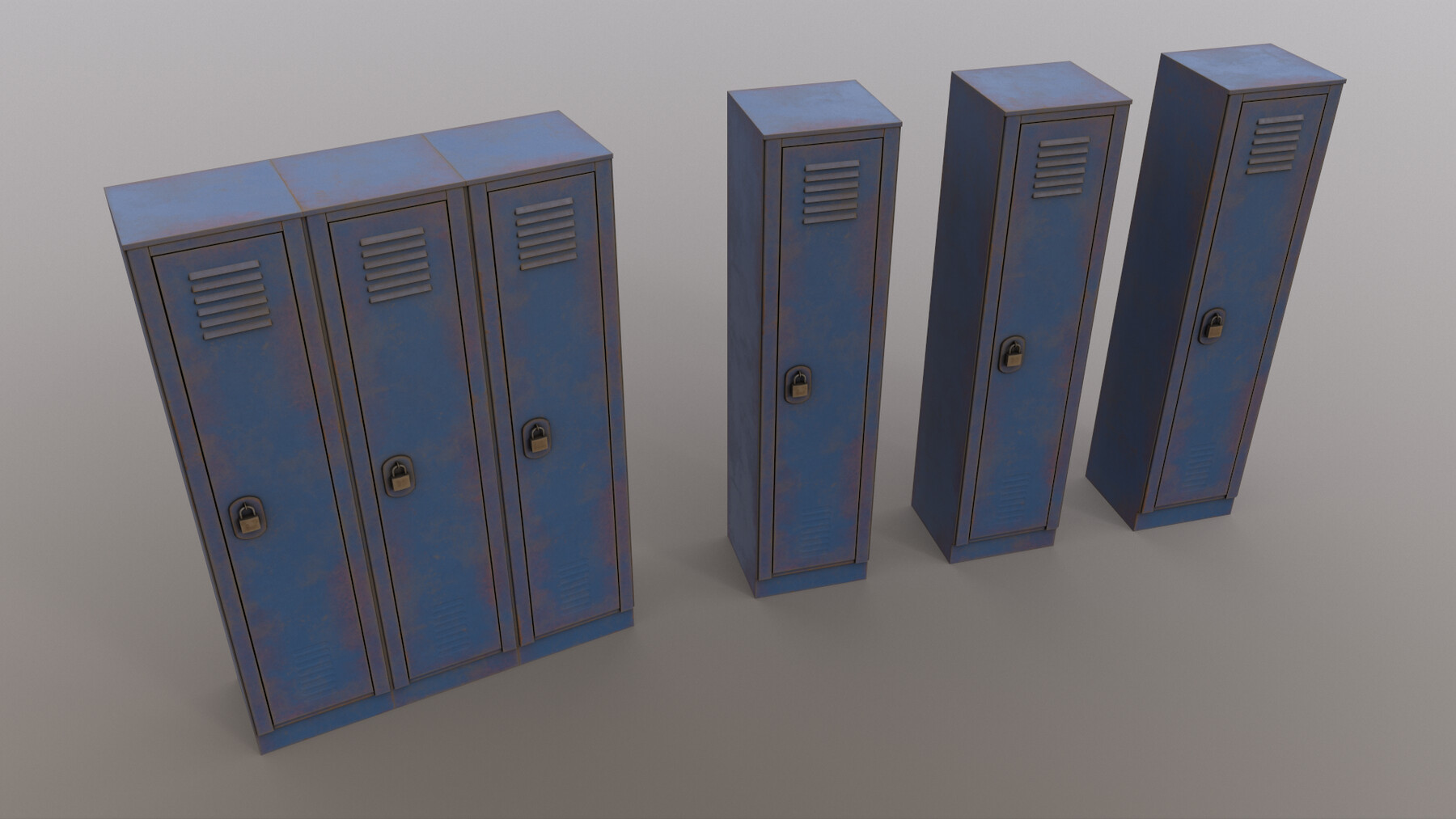 ArtStation - PBR School Gym Locker 01 - Blue Dark | Game Assets
