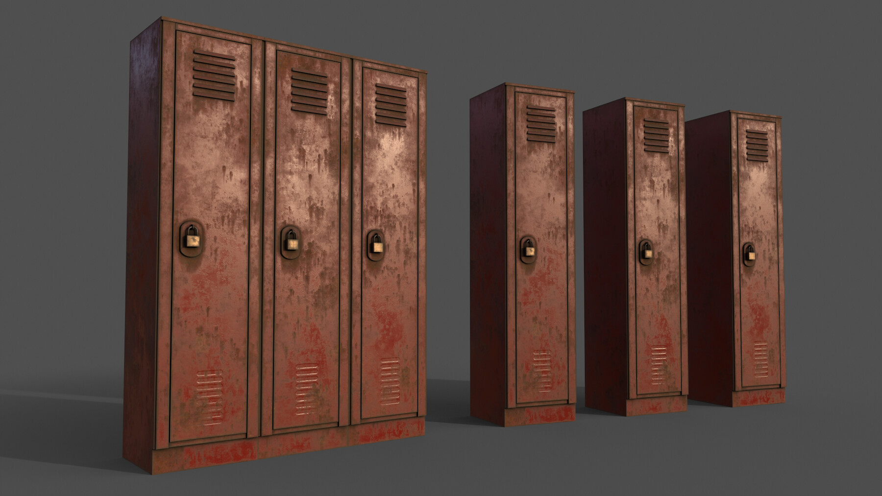 ArtStation - PBR School Gym Locker 01 - Red | Game Assets