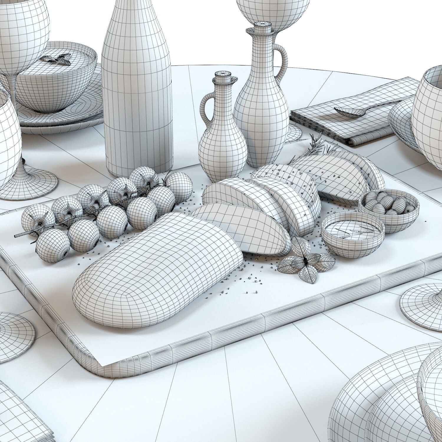 ArtStation - 3D Model / Table Set with Food 02 / Crate&Barrel Furniture ...