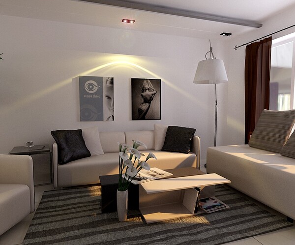 ArtStation - White Concise Continental Living Room Restaurant 1767 ...