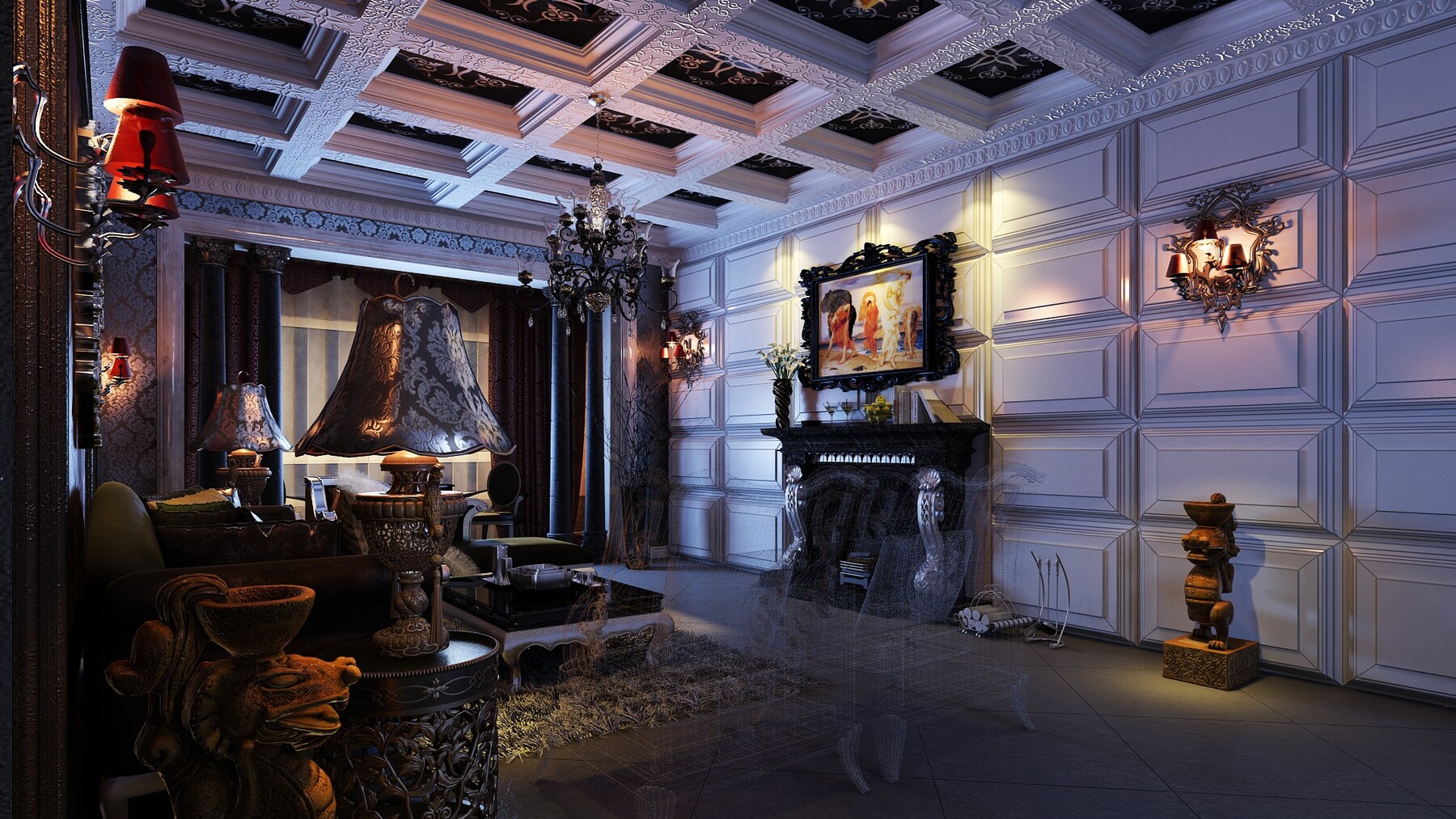 ArtStation - Deluxe Retro European Living Room 1764 | Resources