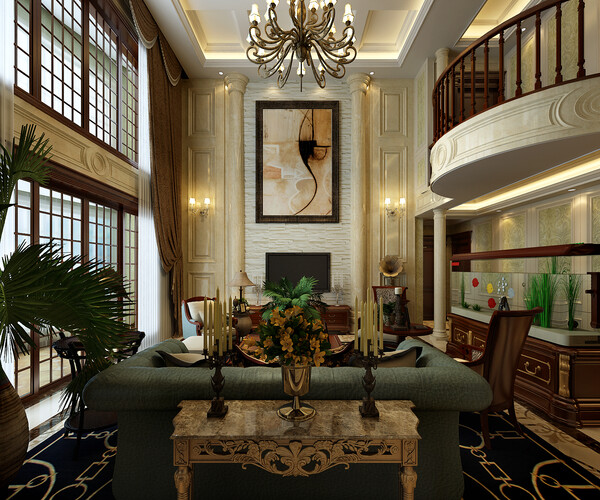 ArtStation - Retro European Style Living Room Restaurant 1801 | Resources