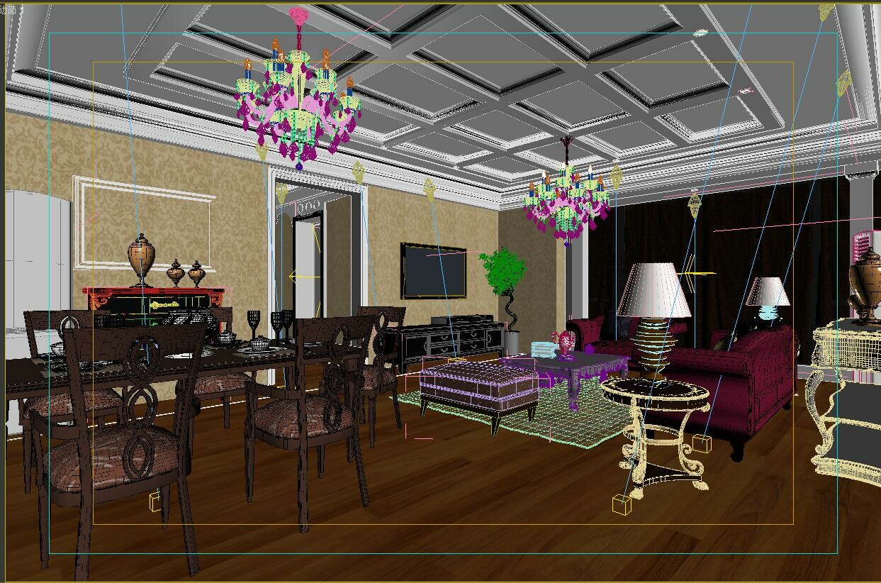 ArtStation - Retro European Style Living Room Restaurant 5124 | Resources