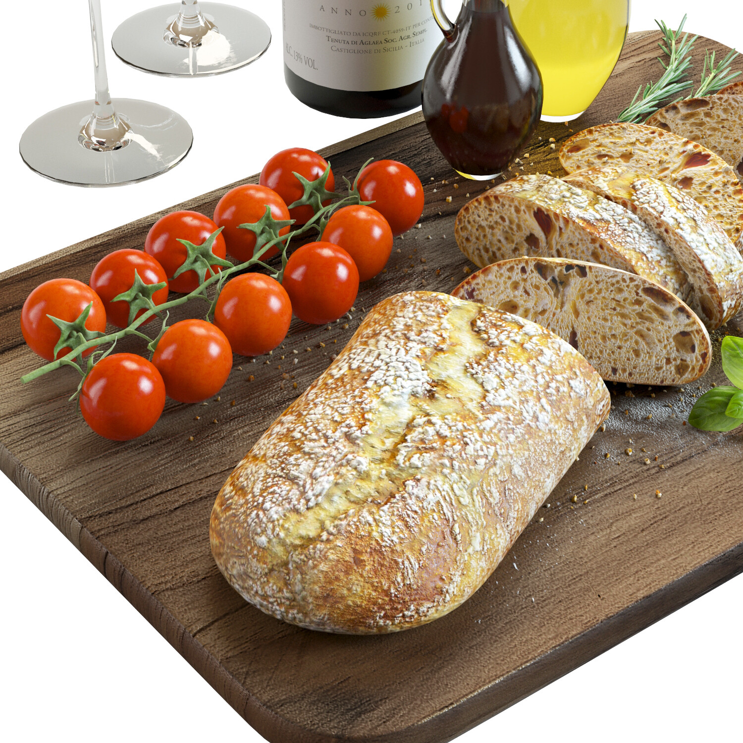 ArtStation - 3D Model / Food Set 02 / Bread, Tomatoes, Olives and Wine ...