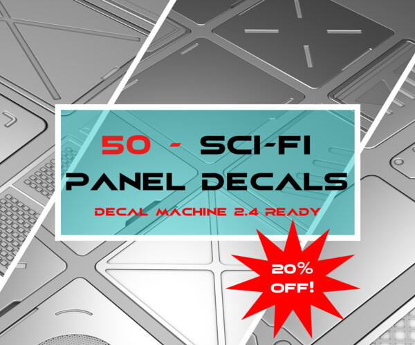 ArtStation - 50 - Sci-Fi Panel Decals Pack (DECALMachine Ready) | Game Assets