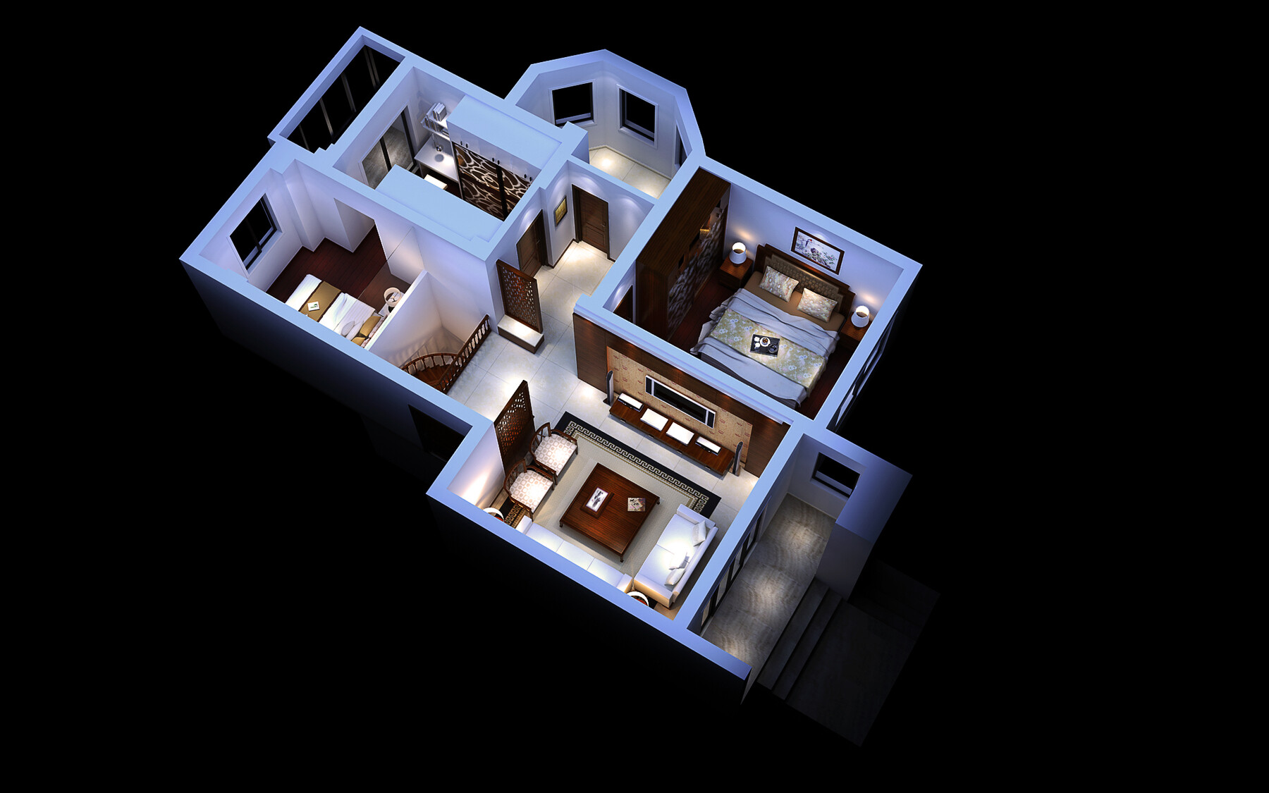 ArtStation - Home decoration - bird-eye view 01 | Resources