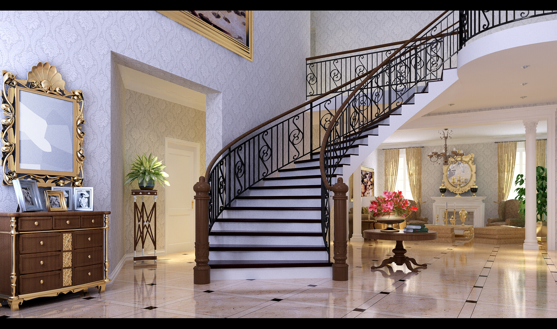 ArtStation - European living room stairs 1710 | Resources