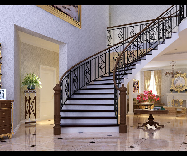 ArtStation - European living room stairs 1710 | Resources