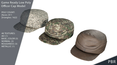 ArtStation - German Officers Cap Game Ready low-poly 3d model | Game Assets