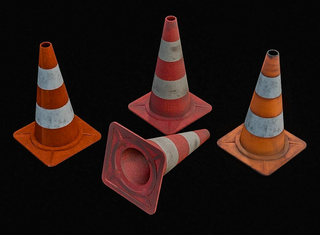 ArtStation - Traffic Cone 3D Model Set | Game Assets