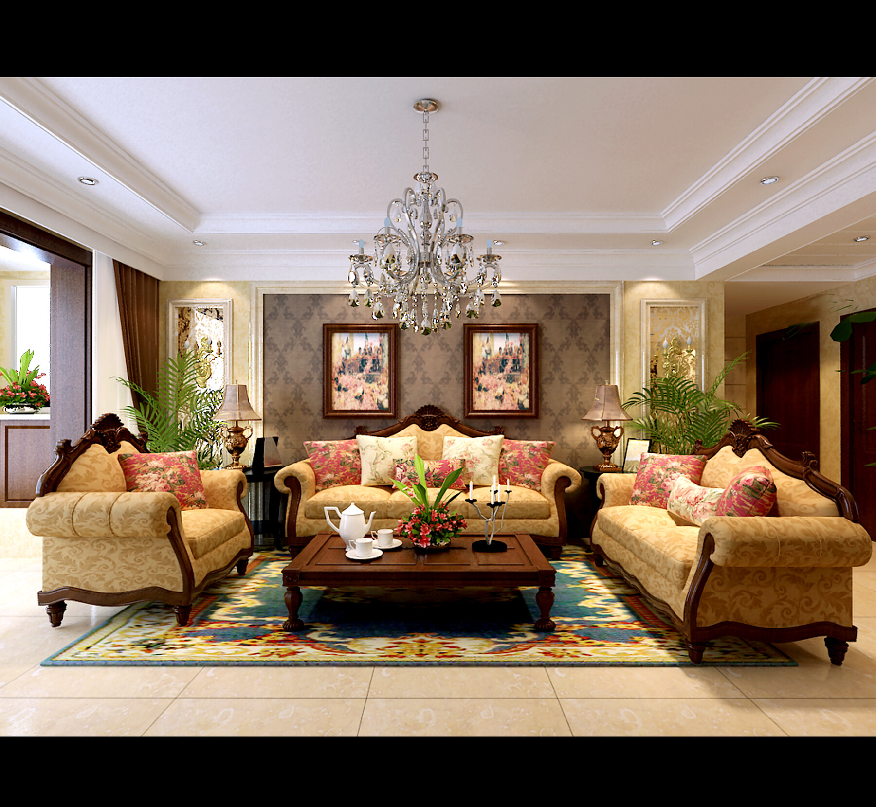 ArtStation - Style simple and simple European living room 1707 | Resources