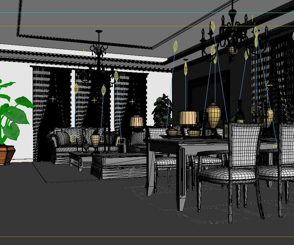 ArtStation - Simple and simple European style living room 1711 | Resources