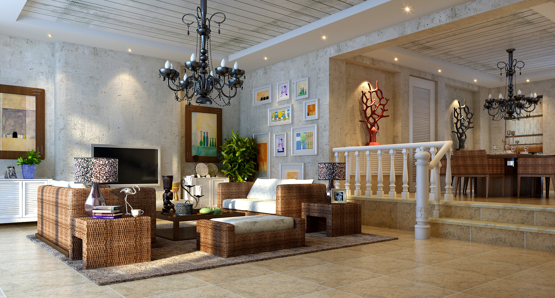 ArtStation - Fashionable rural style living room 1814 | Resources