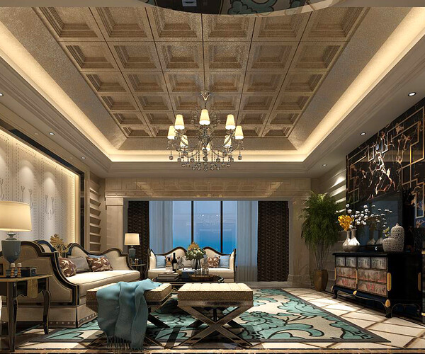 ArtStation - European-style living room design 25 | Resources