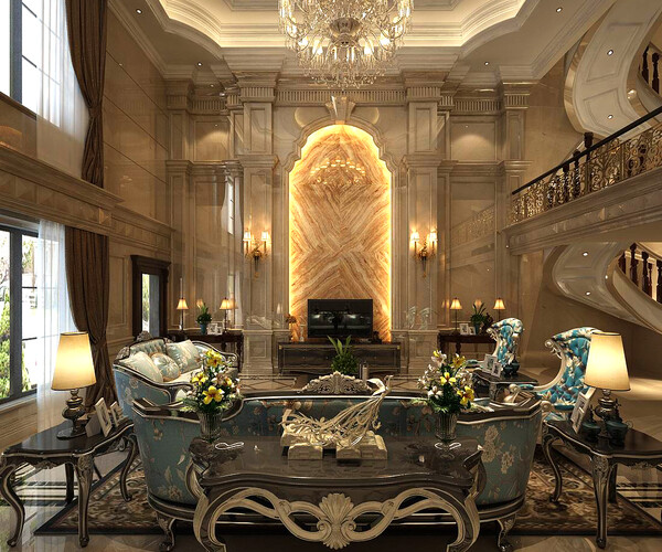 ArtStation - European-style living room design 60 | Resources