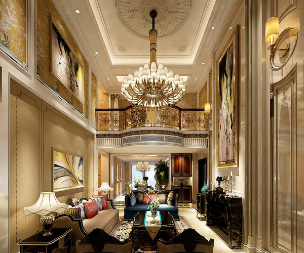 ArtStation - European-style living room design 88 | Resources