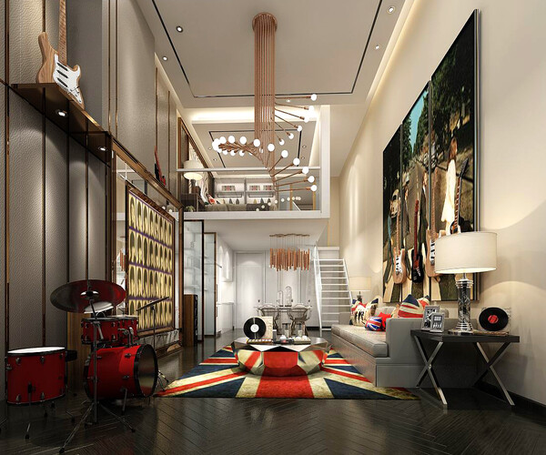 ArtStation - Stylish avant-garde living room design 01 | Resources