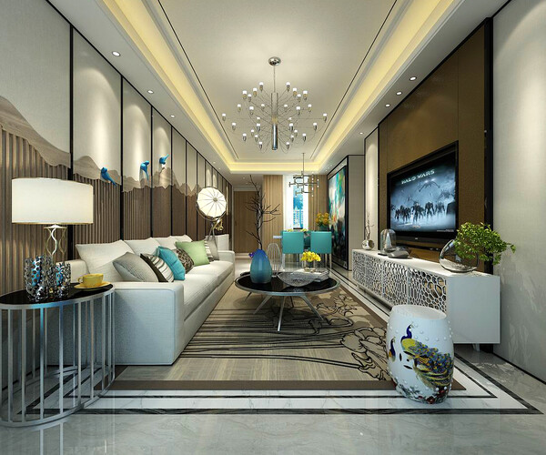 ArtStation - Stylish avant-garde living room design 02 | Resources