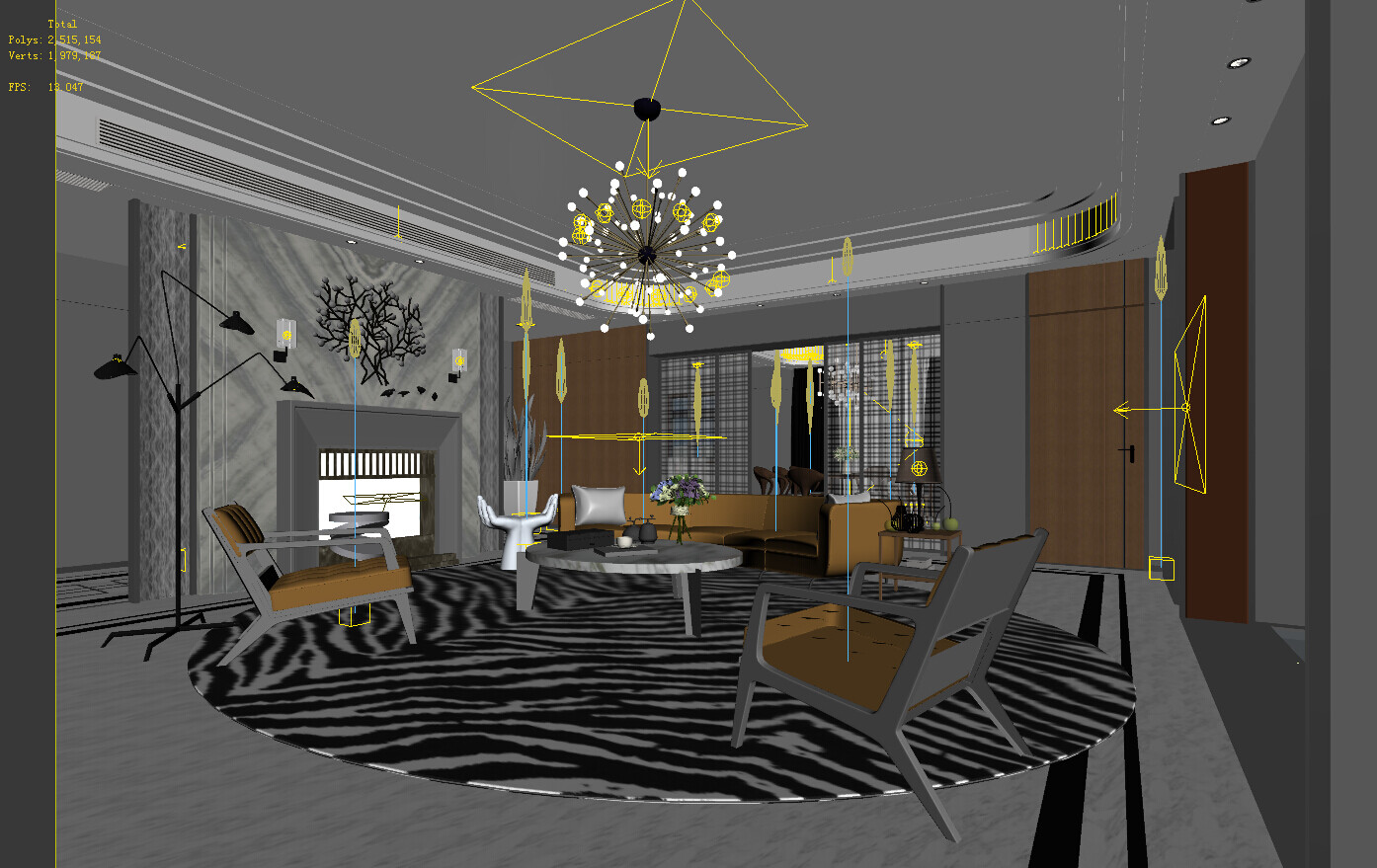 ArtStation - Stylish avant-garde living room design 07 | Resources