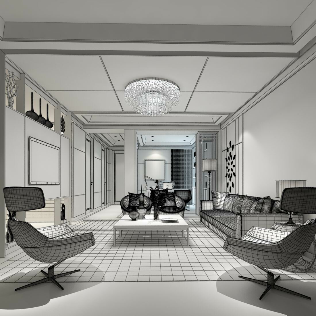 ArtStation - Stylish avant-garde living room design 20 | Resources