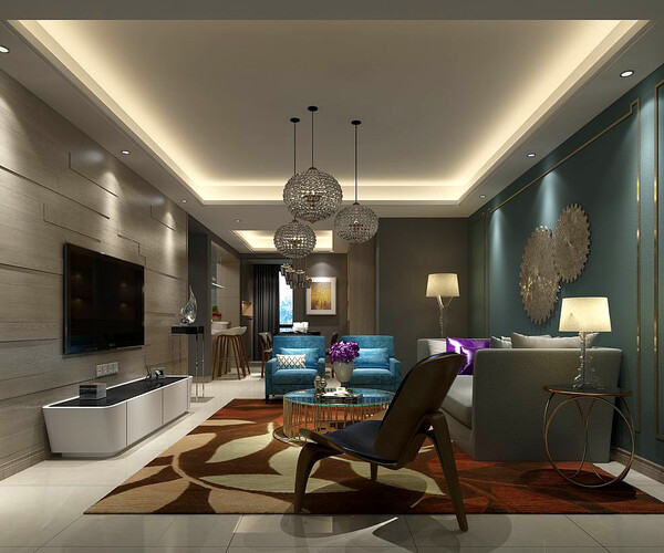 ArtStation - Stylish avant-garde living room design 21 | Resources