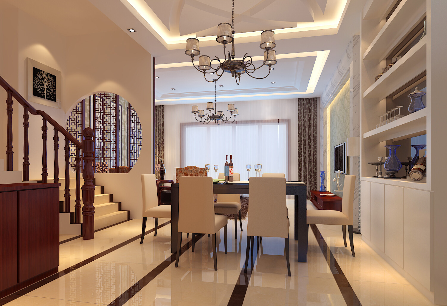 ArtStation - nable Chinese style and vintage dining room 1826 | Resources