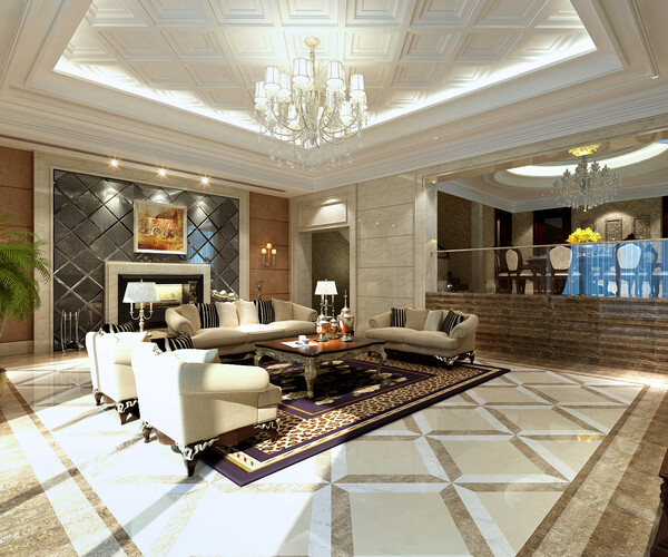 ArtStation - Modern style European living room is 1830 | Resources