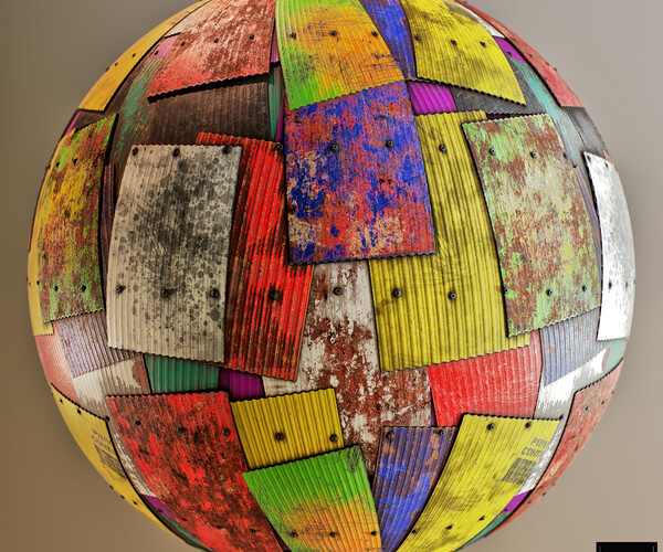 ArtStation - PBR - CORRUGATED AND RIVETED PAINTED METAL SHEETS - 4K ...