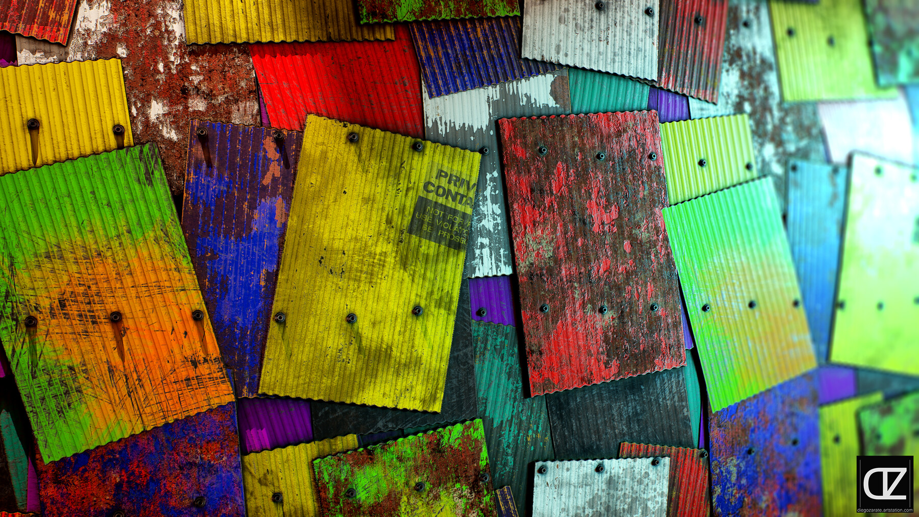 ArtStation - PBR - CORRUGATED AND RIVETED PAINTED METAL SHEETS - 4K ...