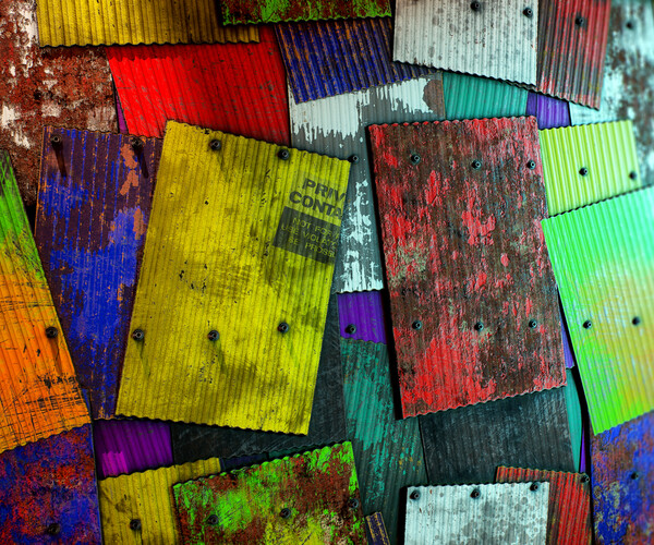 ArtStation - PBR - CORRUGATED AND RIVETED PAINTED METAL SHEETS - 4K ...