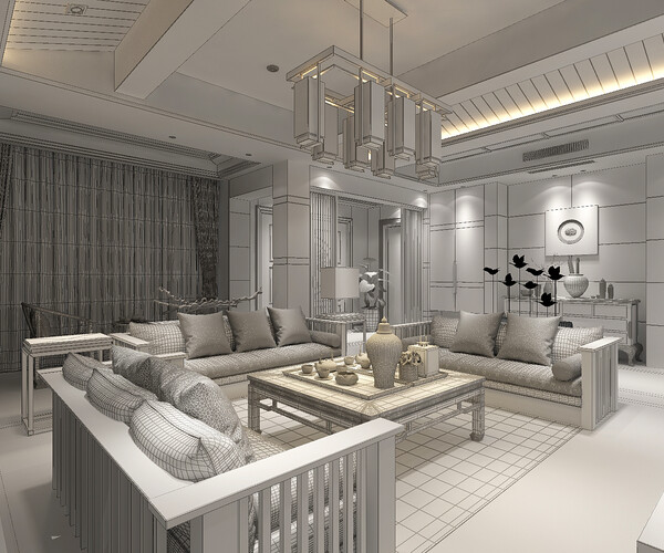 ArtStation - Chinese living room design 05 | Resources