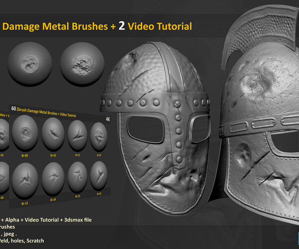 ArtStation - 60 Zbrush Damage Metal Brushes + 2 Video Tutorial - Vol 1 ...