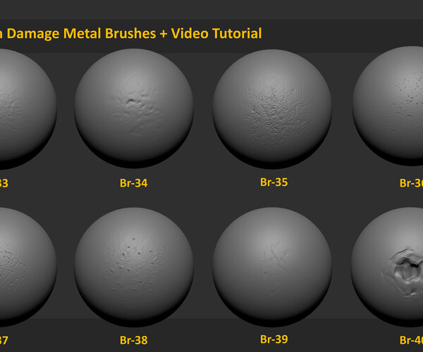 ArtStation - 60 Zbrush Damage Metal Brushes + 2 Video Tutorial - Vol 1 ...