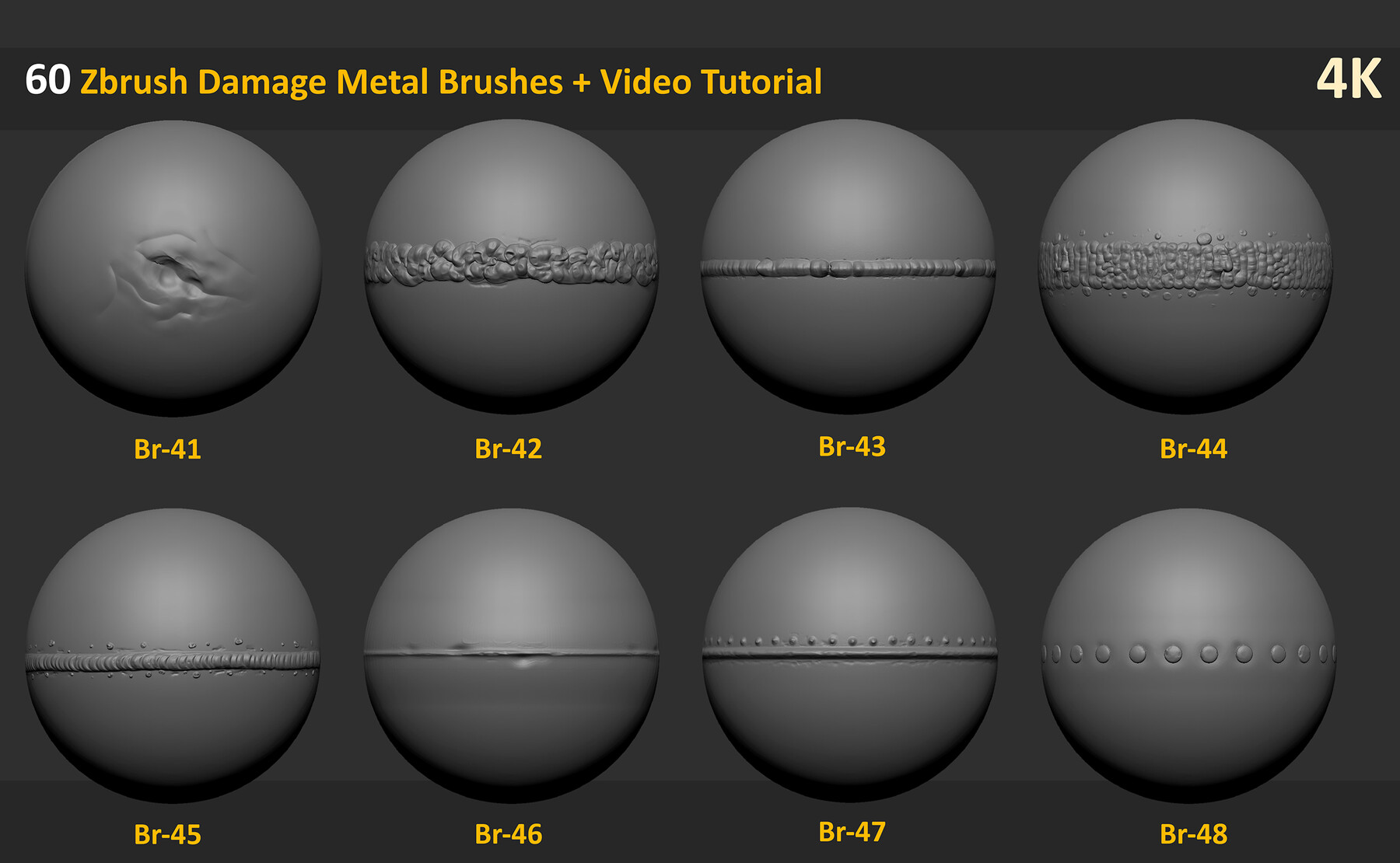 ArtStation - 60 Zbrush Damage Metal Brushes + 2 Video Tutorial - Vol 1 ...