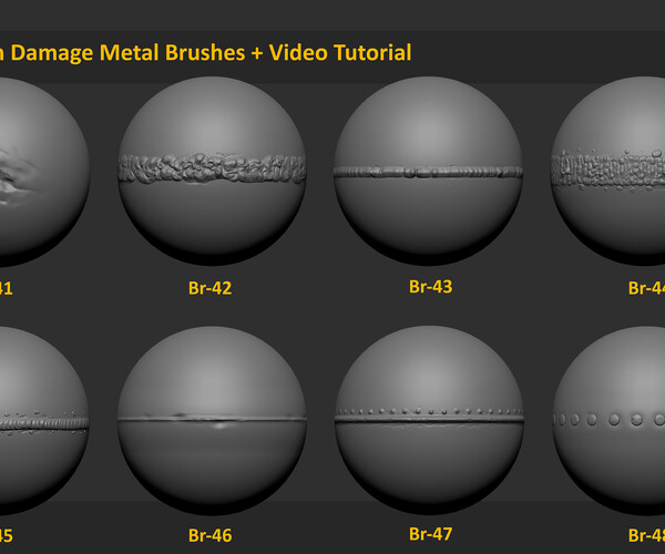 ArtStation - 60 Zbrush Damage Metal Brushes + 2 Video Tutorial - Vol 1 ...