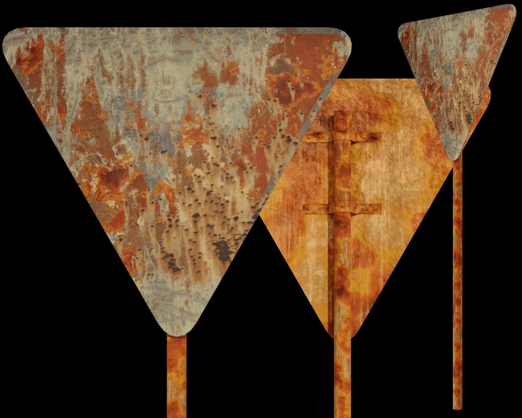 ArtStation - Yield Rusted and Old Sign Low-poly 3D model | Resources