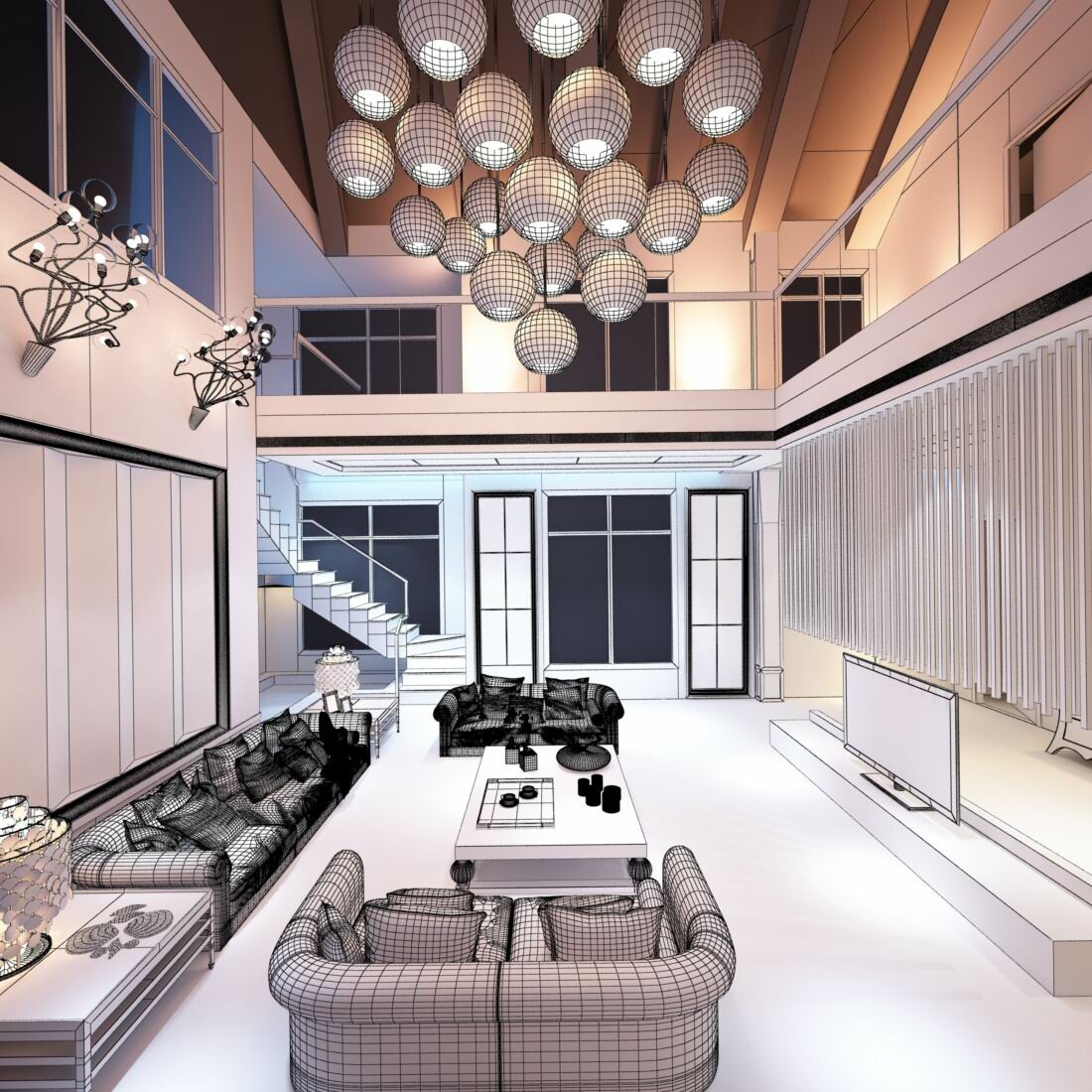 ArtStation - Fashionable avant-garde living room design 64 | Resources