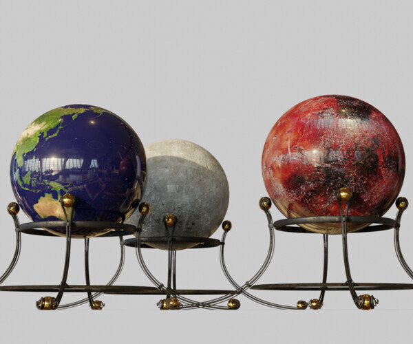 ArtStation - Earth Moon and Mars globe map | Resources