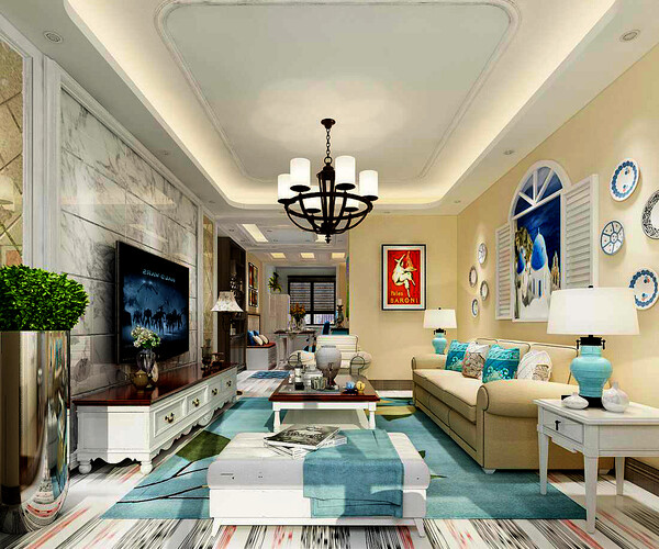 ArtStation - Living Room - Southeast Asian Style -9402 | Resources