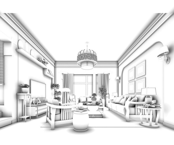 ArtStation - Living Room - Southeast Asian Style -9409 | Resources