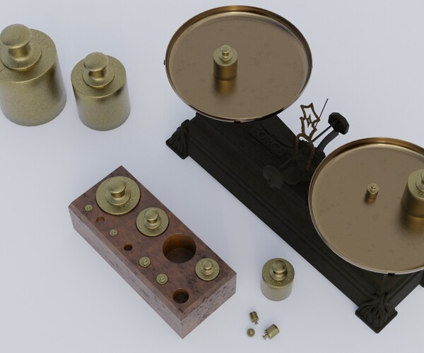 ArtStation - Rigged vintage balance scale with weights | Resources
