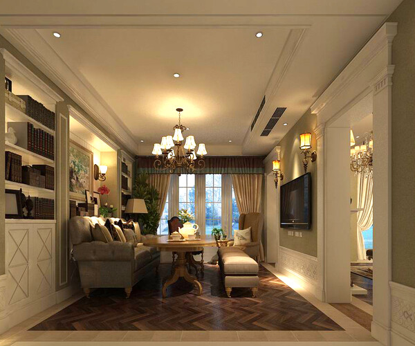 ArtStation - Living Room - American Style-9421 | Resources