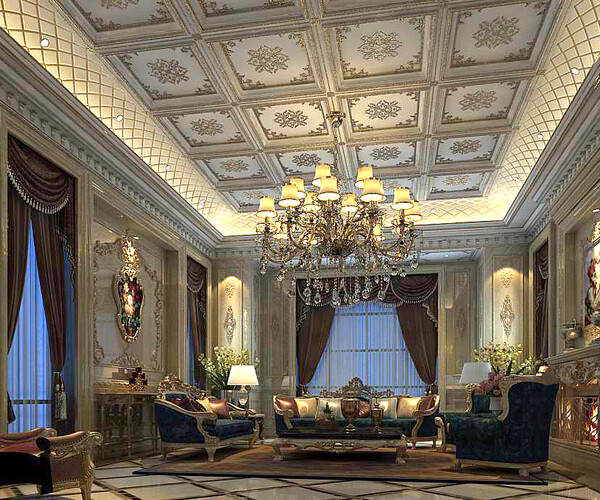 ArtStation - Living Room - European Style -9403 | Resources