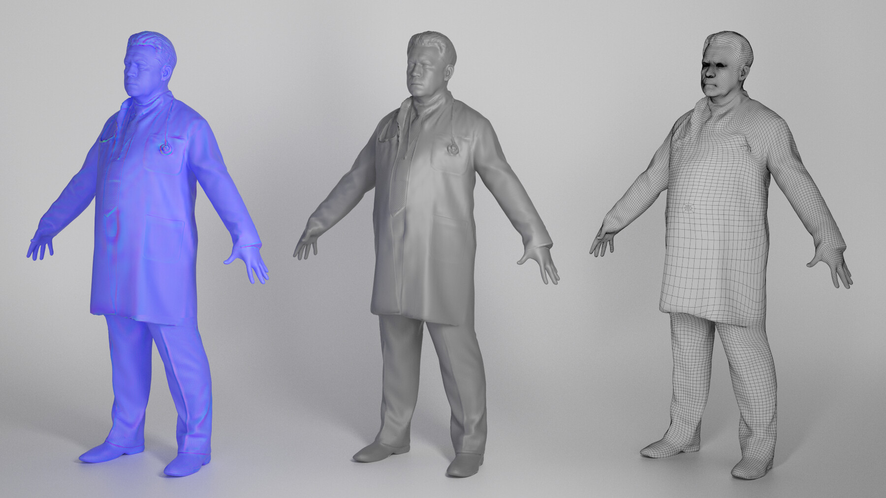 ArtStation - Man in lab coat in A-pose 332 | Game Assets