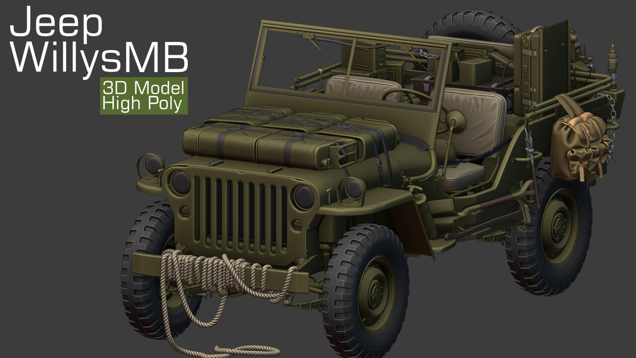 ArtStation - Jeep Willys MB 3D Model - High Poly | Game Assets