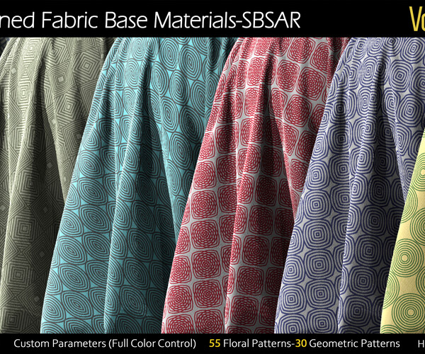 ArtStation - 85 Patterned Fabric Base Materials-SBSAR | Game Assets