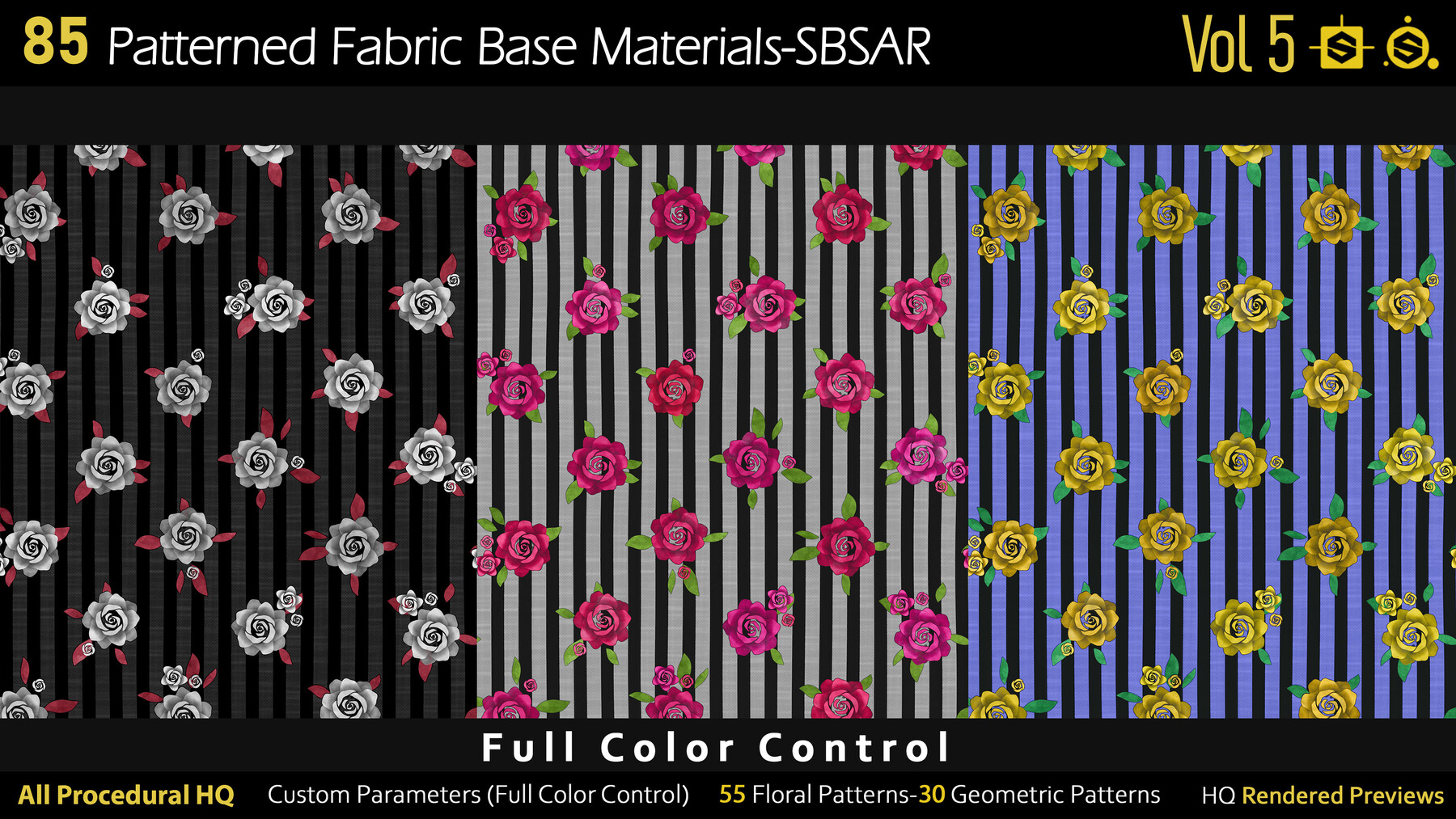 ArtStation - 85 Patterned Fabric Base Materials-SBSAR | Game Assets